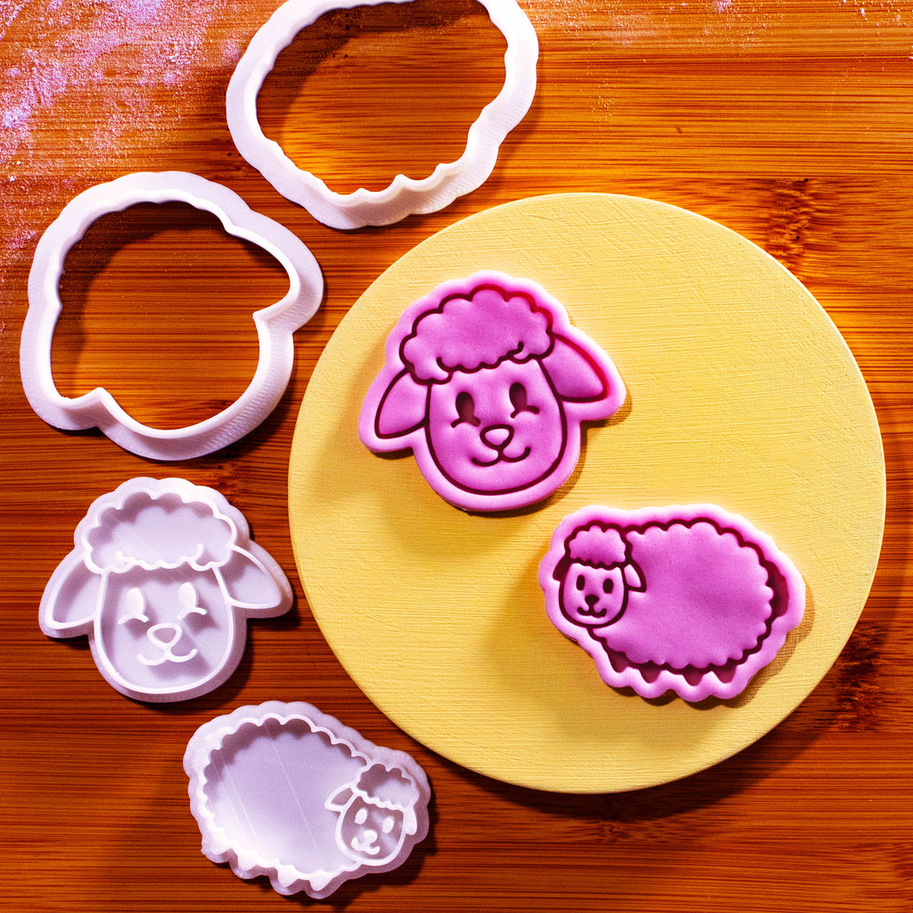 Mini Woolly Sheep Cookie Cutter Set – Sheep Face & Body Embosser ...