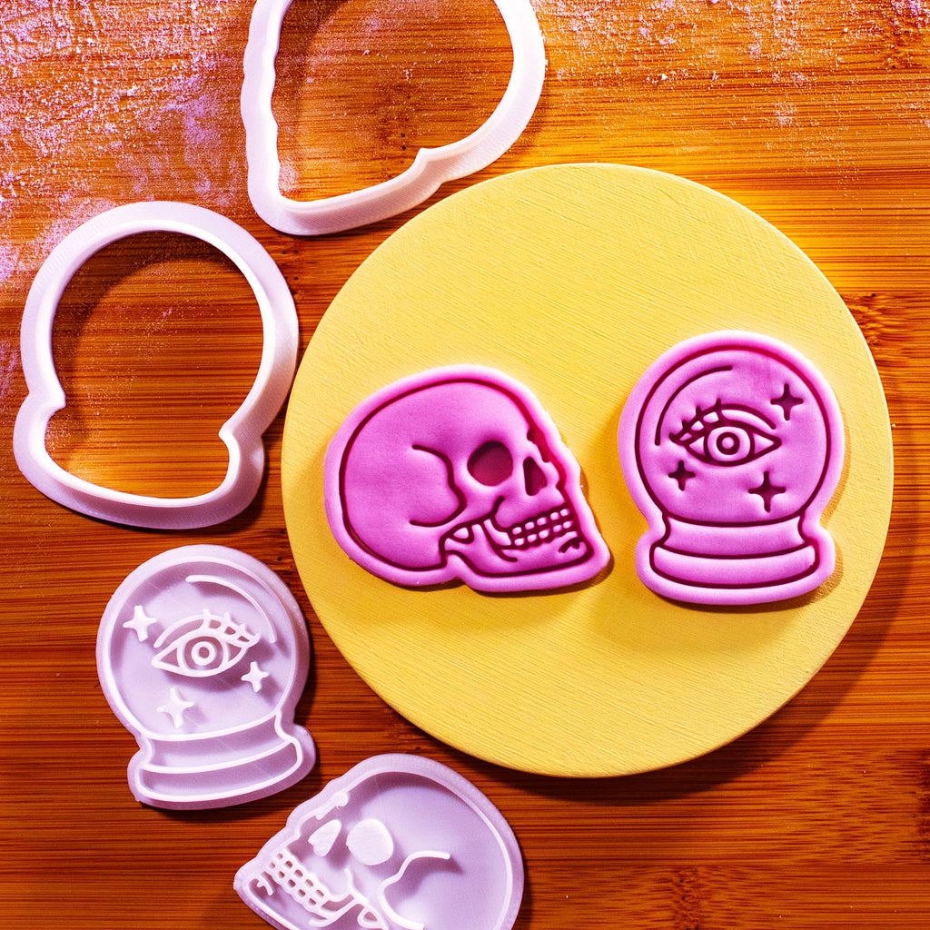 Mini Fortune & Fate Cookie Cutter Set – Skull & Crystal Ball Stamps ...