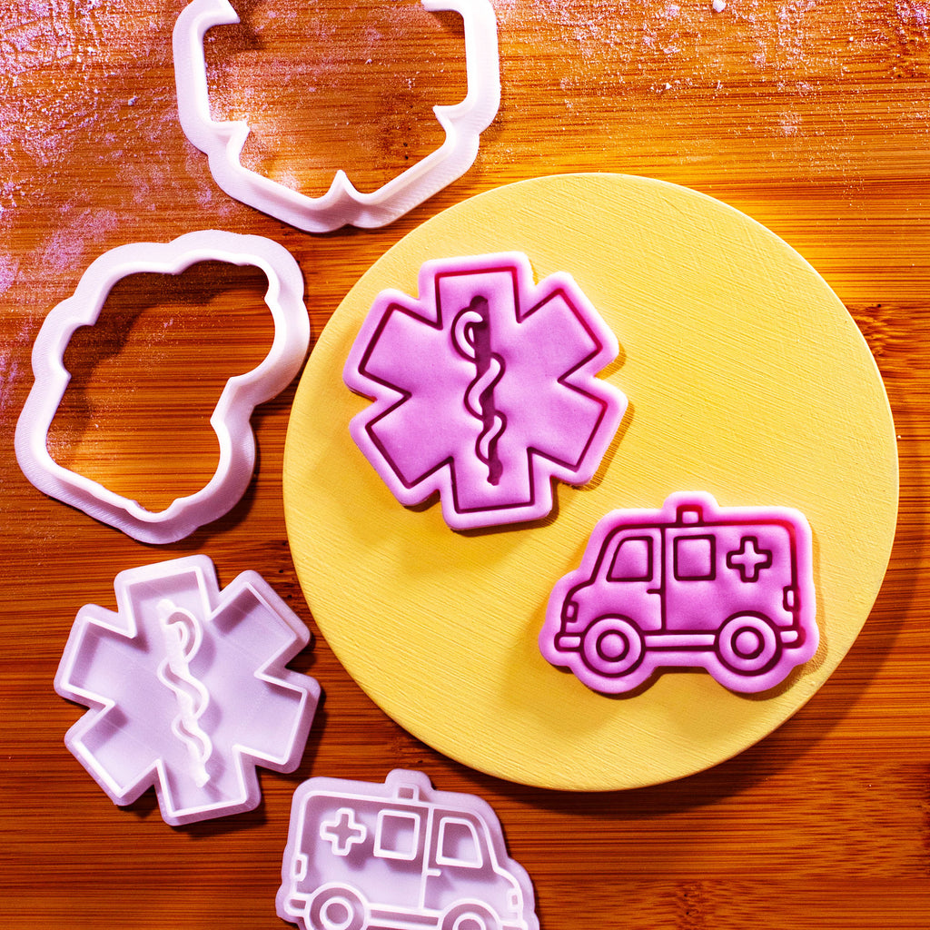 Mini First Responders Cookie Cutter Set – EMS Star & Ambulance Stamps ...