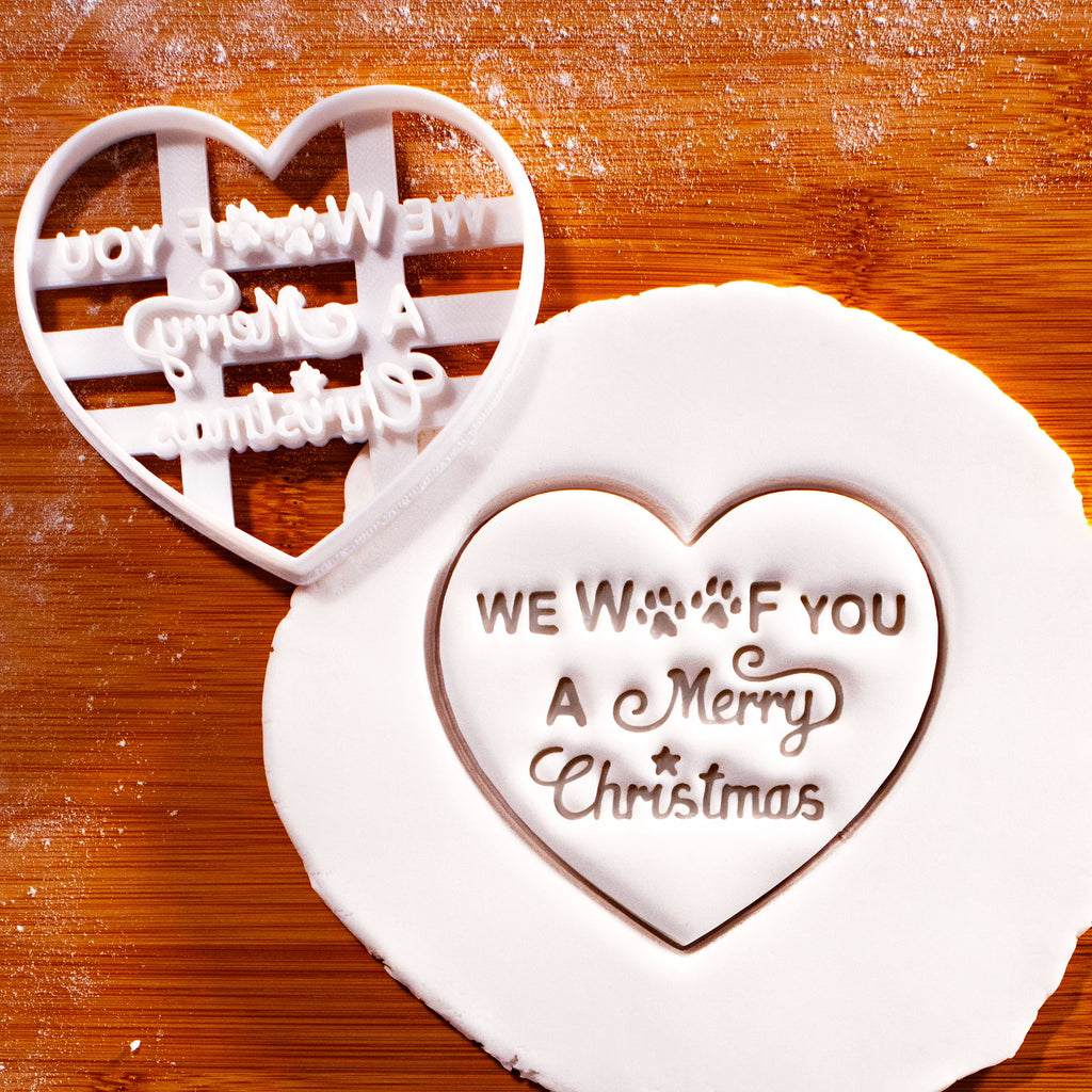 We Woof You a Merry Christmas Cookie Cutter | Heart Shaped Dog Treats ...